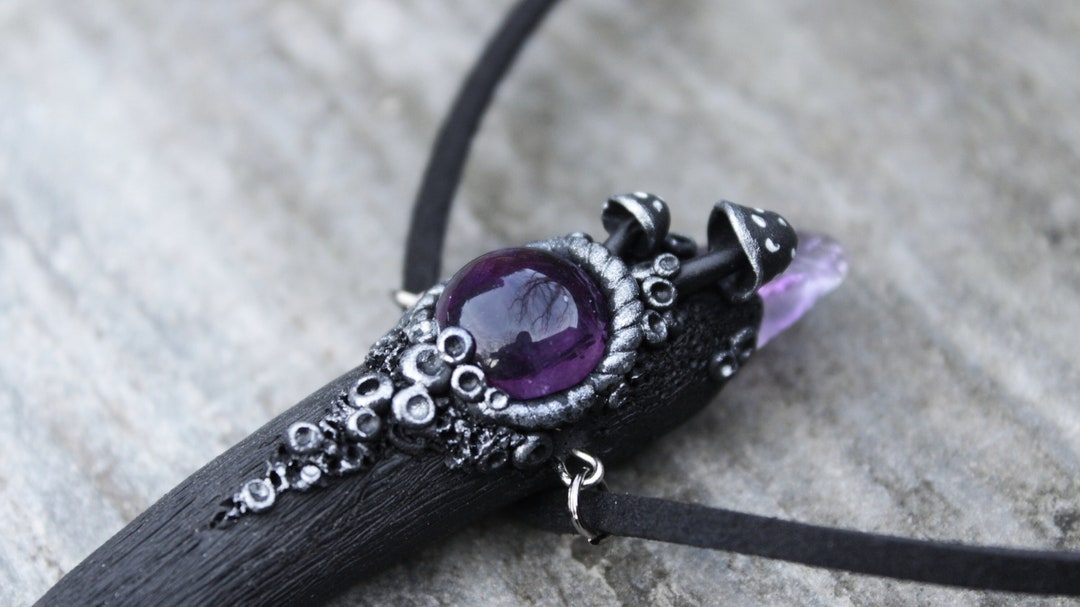 Magischer Hexen Horn Amulett mit Amethyst Fantasy Elfen - Etsy Italia