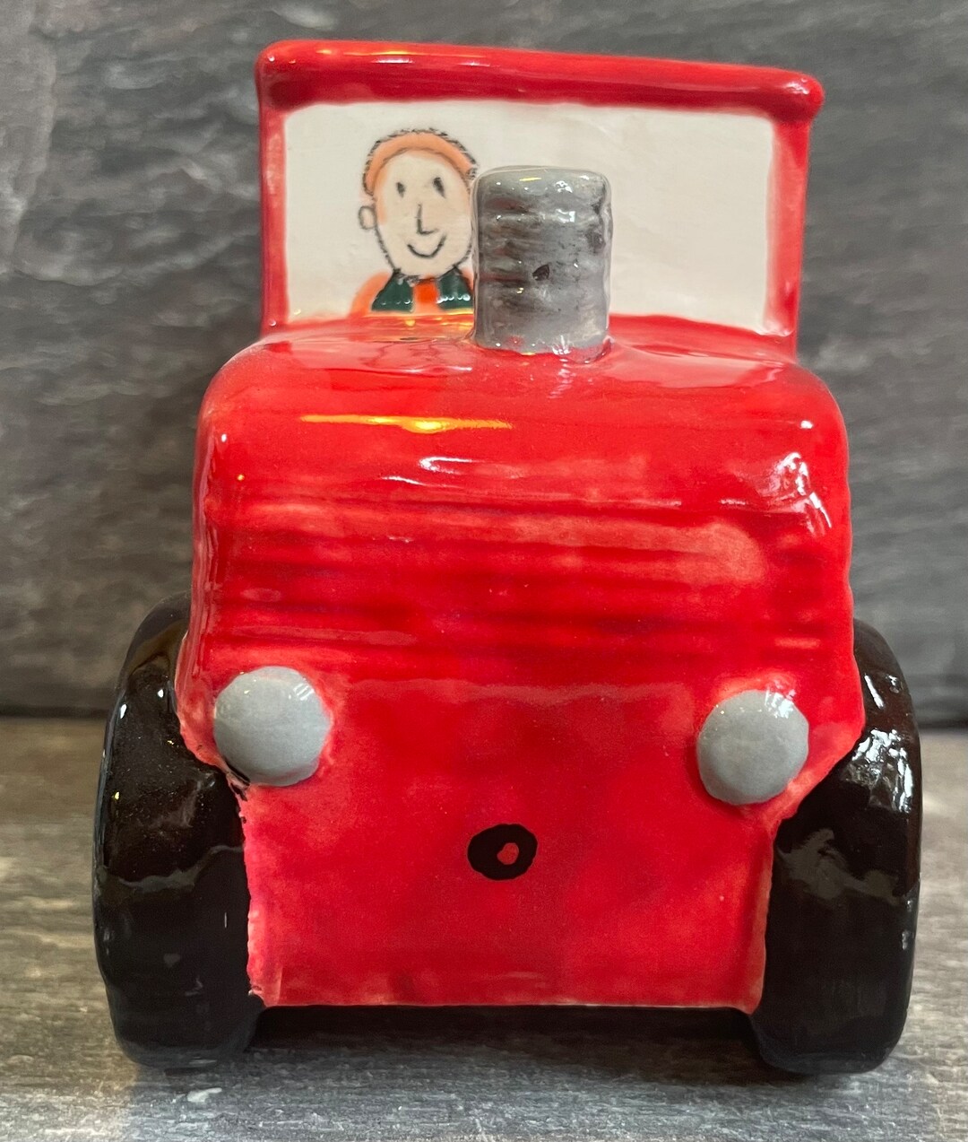 Ceramic Tractor Money Box, Coin Bank, Handpainted, Little Red Tractor ...