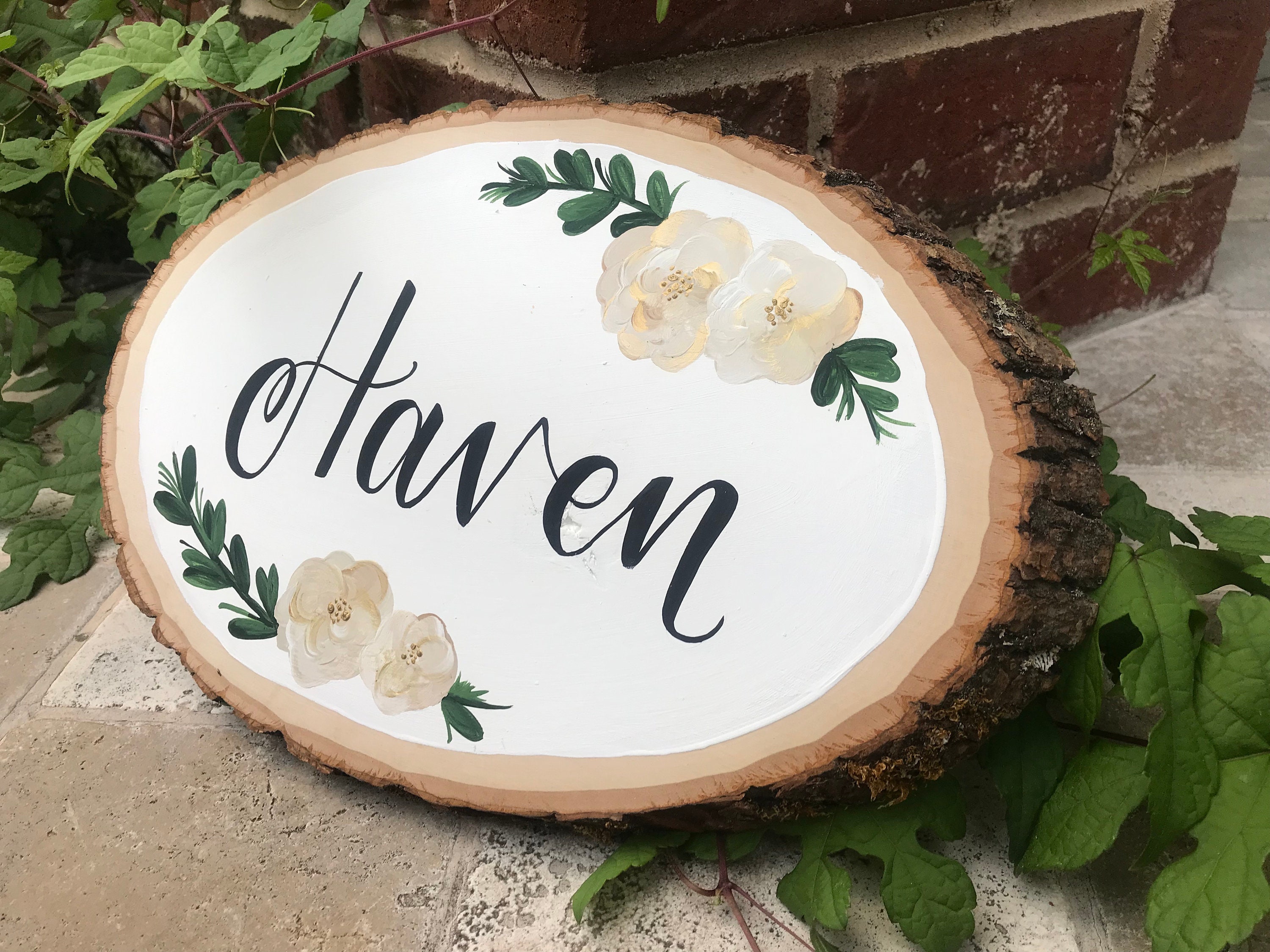 Custom Painted Wood Slice Sign, Round Wood Sign, Basswood Plaque Wood ...