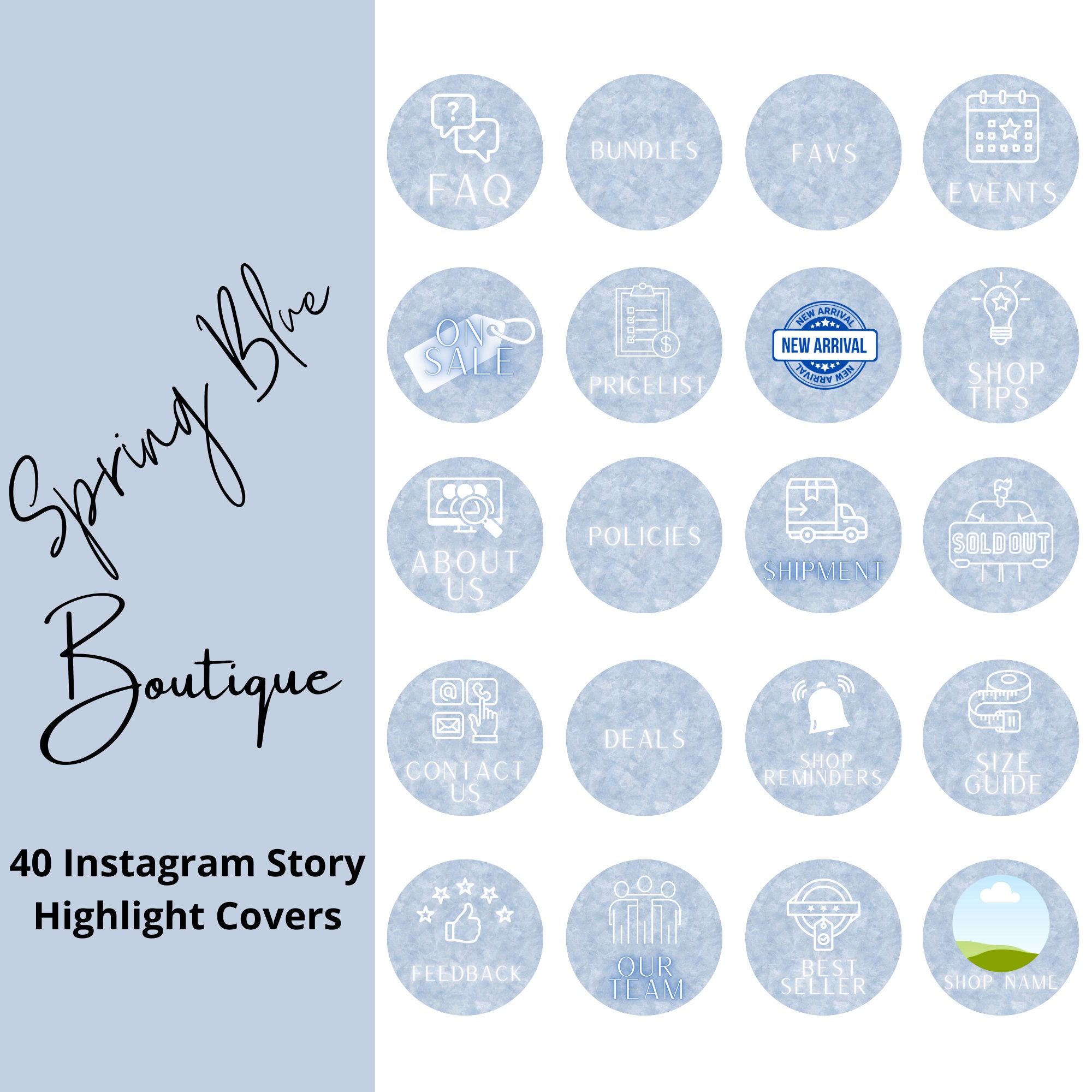 40 Instagram Highlight Covers Spring Blue Boutique - Etsy
