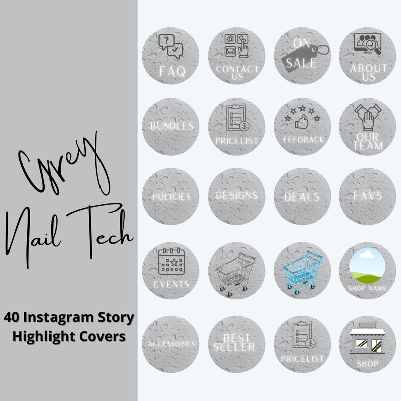 40 Instagram Highlight Covers | Grey | Instagram Templates | Canva ...