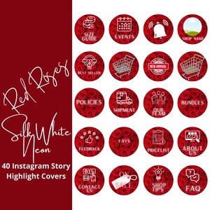 40 Instagram Highlight Covers Red Roses Silk White Neon - Etsy