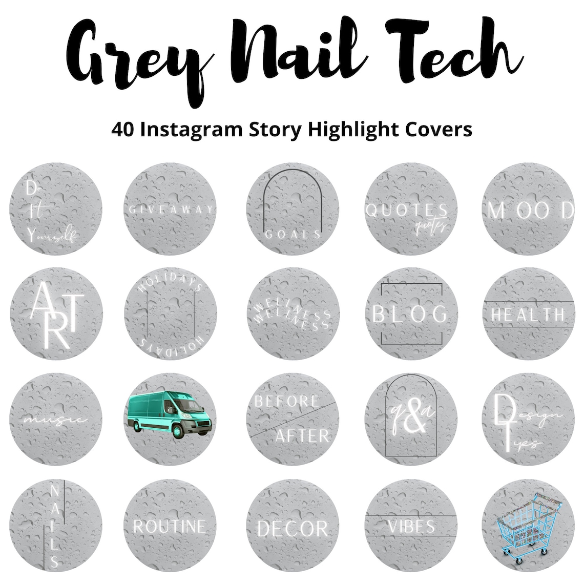 40 Instagram Highlight Covers | Grey | Instagram Templates | Canva ...