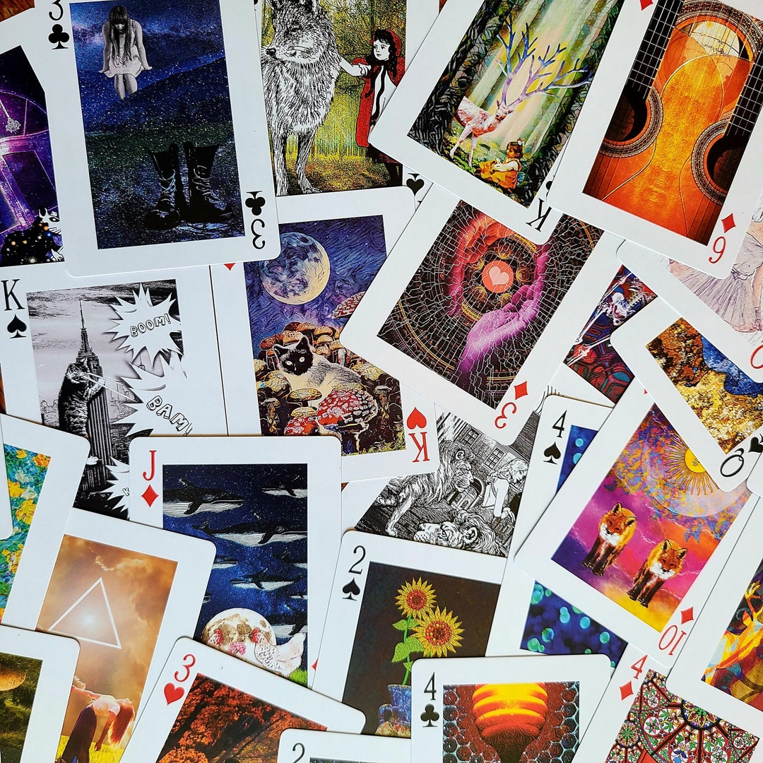 Rad Cat Playing Cards - Illustrated Playing Cards, Digital Collage, Art ...