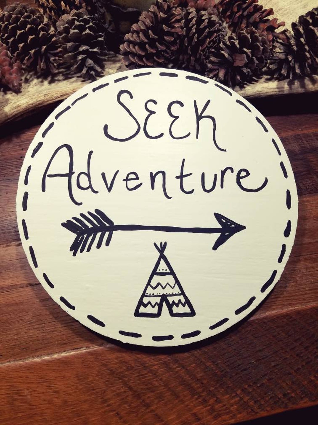 Seek Adventure Circle Sign, Handpainted, Nursery, Farmhouse ...
