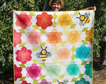 Windswept Modern Drunkards Path Flower PDF Quilt Pattern | Etsy