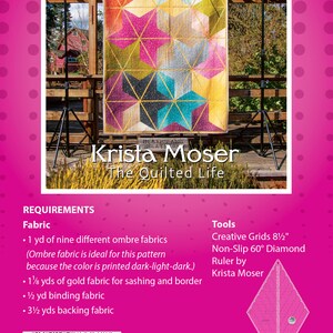 Ombre Blossoms, Krista Moser Patterns, Modern Quilt Pattern, Use Large 60 Degree Diamond Ruler ...