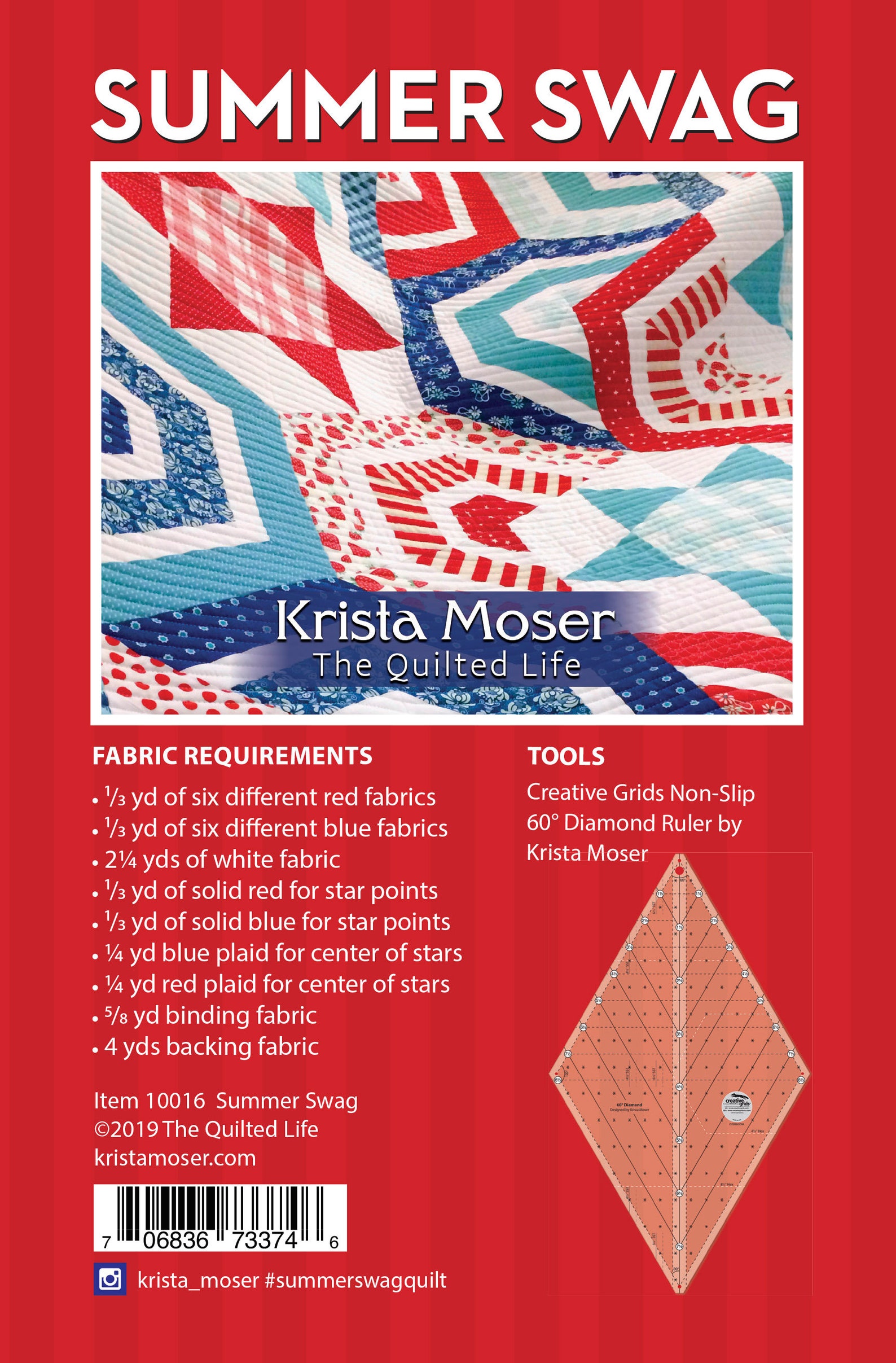 Summer Swag, Krista Moser Patterns, Modern Quilt Pattern, Uses Large 60 ...