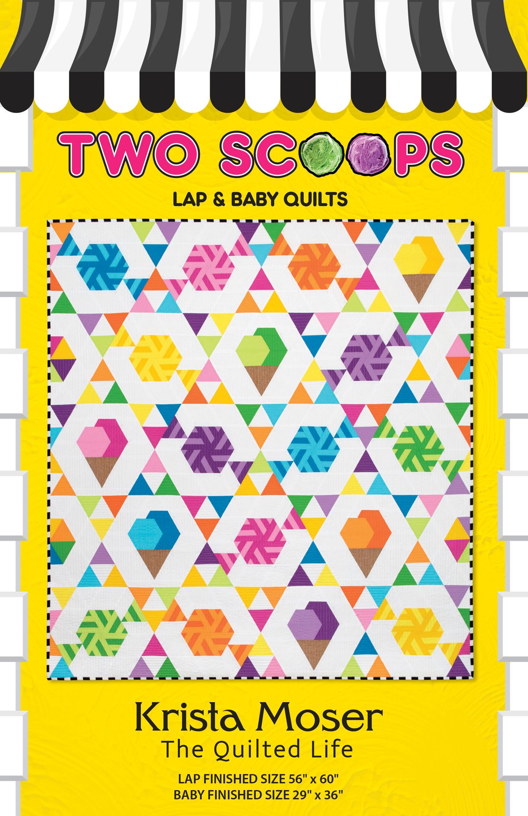Two Scoops Krista Moser Patterns, Modern Quilt Pattern, Ice Cream Cone ...
