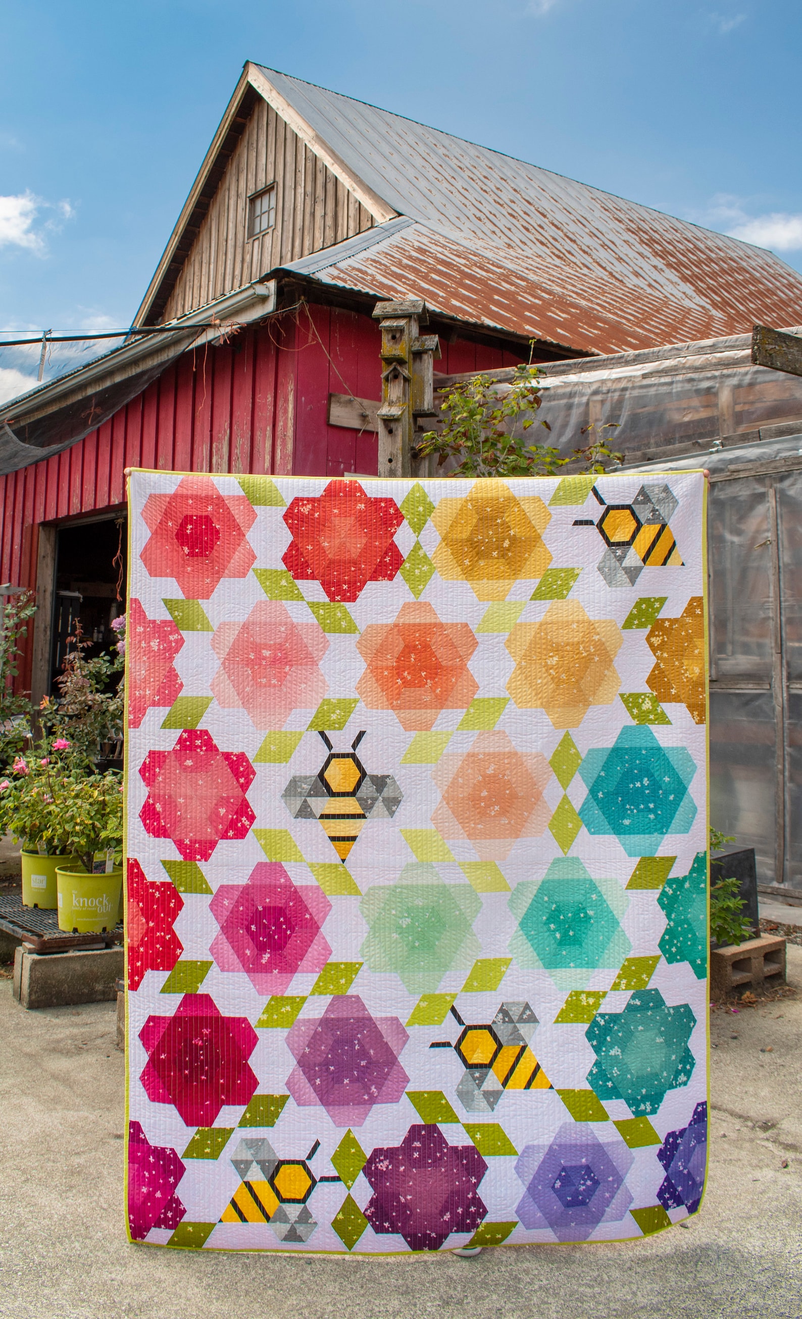 Bumblebee Blossoms, Krista Moser Patterns, Ombre Fabric, Modern Quilt ...
