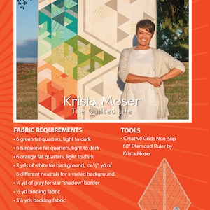 Double Struck Star, Krista Moser Patterns, Modern Quilt Pattern, Uses Large 60 Degree Diamond ...