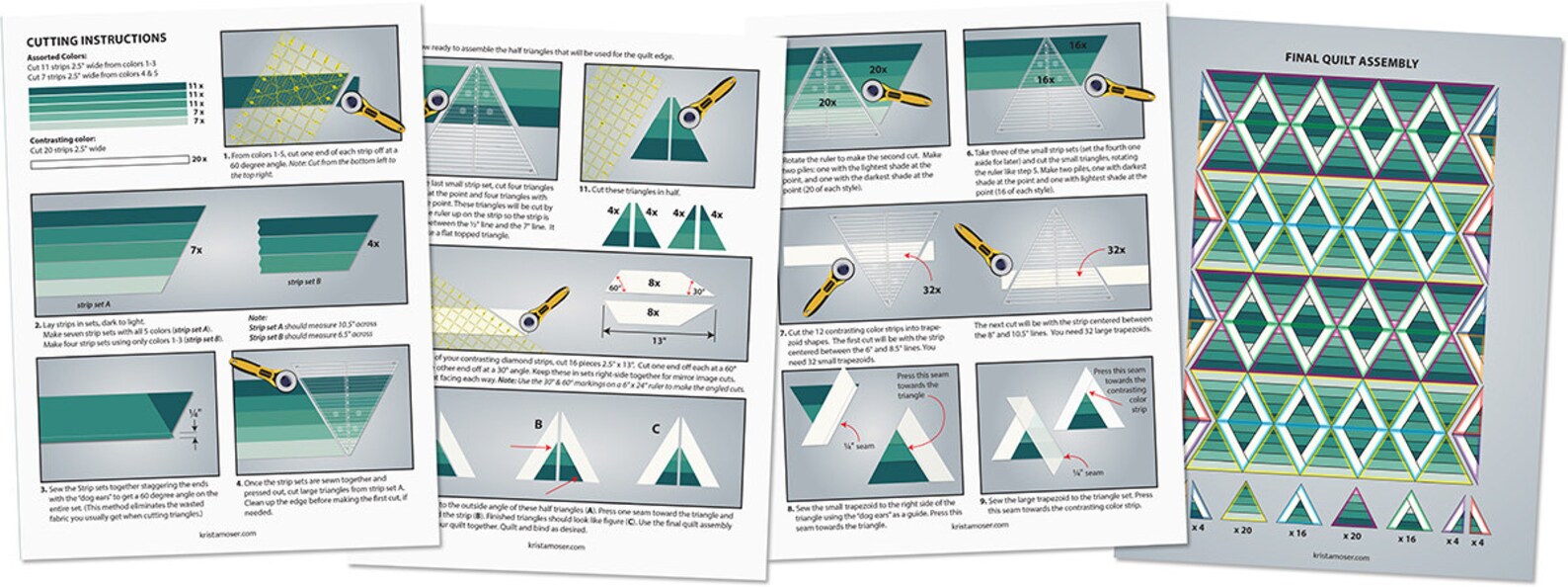 Aztec Diamond Krista Moser Modern Quilt Pattern 60 Degree | Etsy
