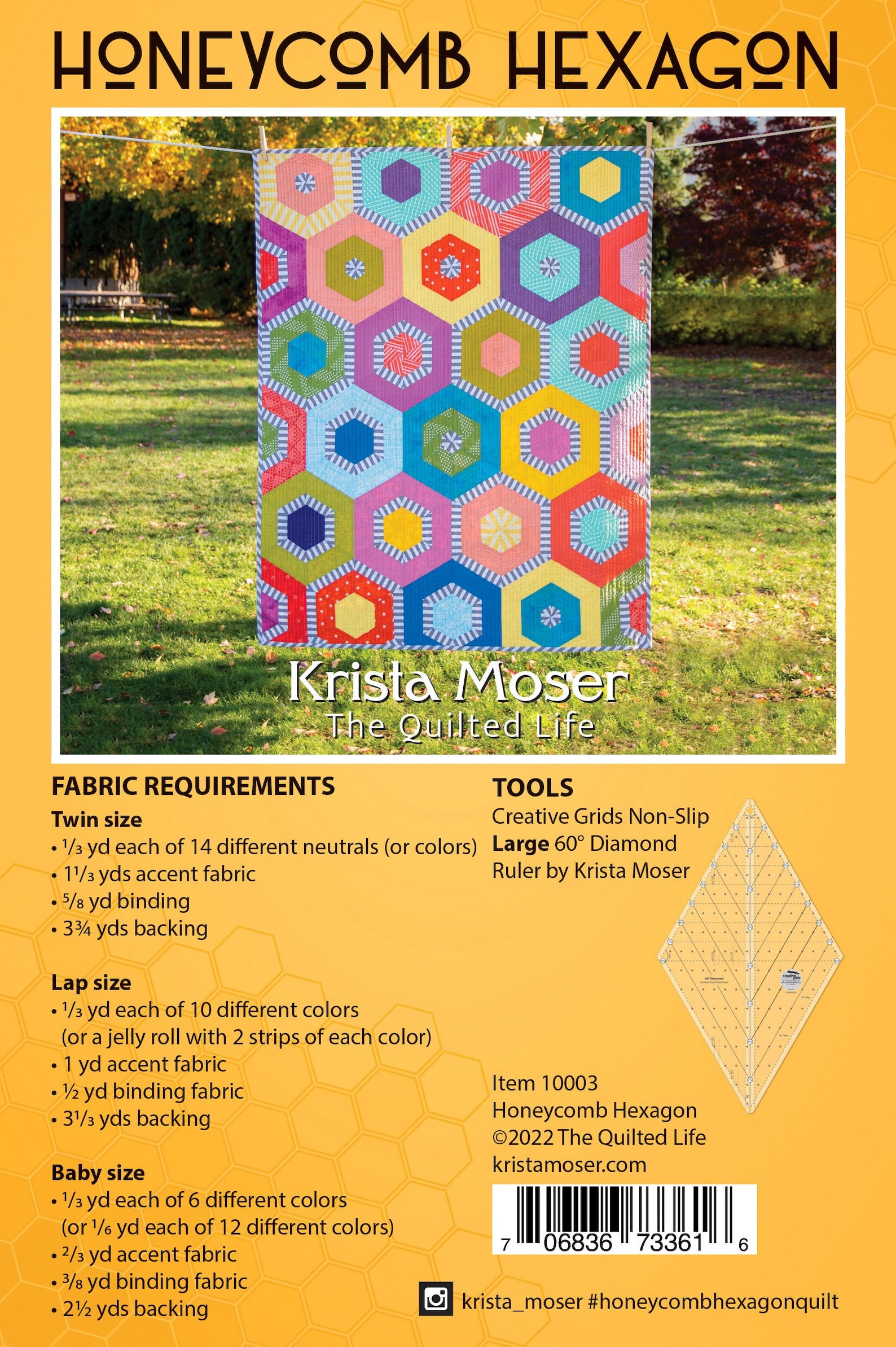 Honeycomb Hexagon Krista Moser Modern Quilt Patterns, Hexagon Quilt, Uses Large 60 Degree ...