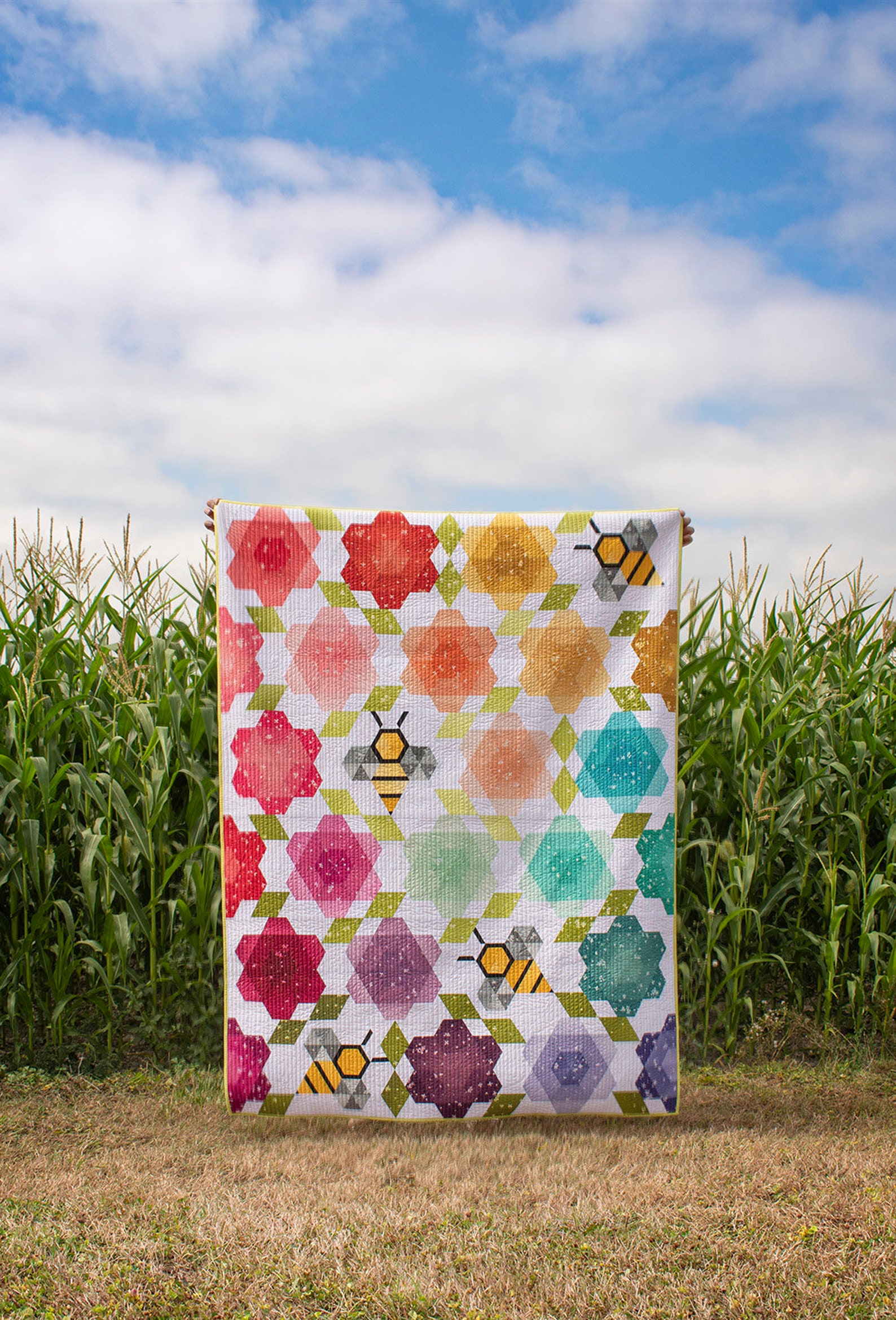 Bumblebee Blossoms, Krista Moser Patterns, Ombre Fabric, Modern Quilt ...