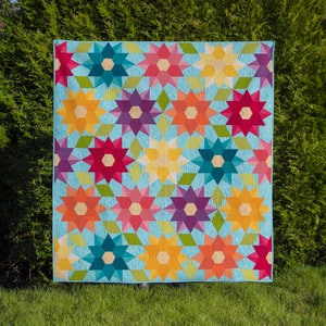Dancing Dahlias, Krista Moser Modern Quilt Pattern, Uses 60 Degree ...