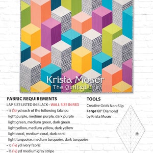 1611 Union Street, Krista Moser Modern Quilt Pattern, 3D Pattern, Large 60 Degree Diamond Ruler ...