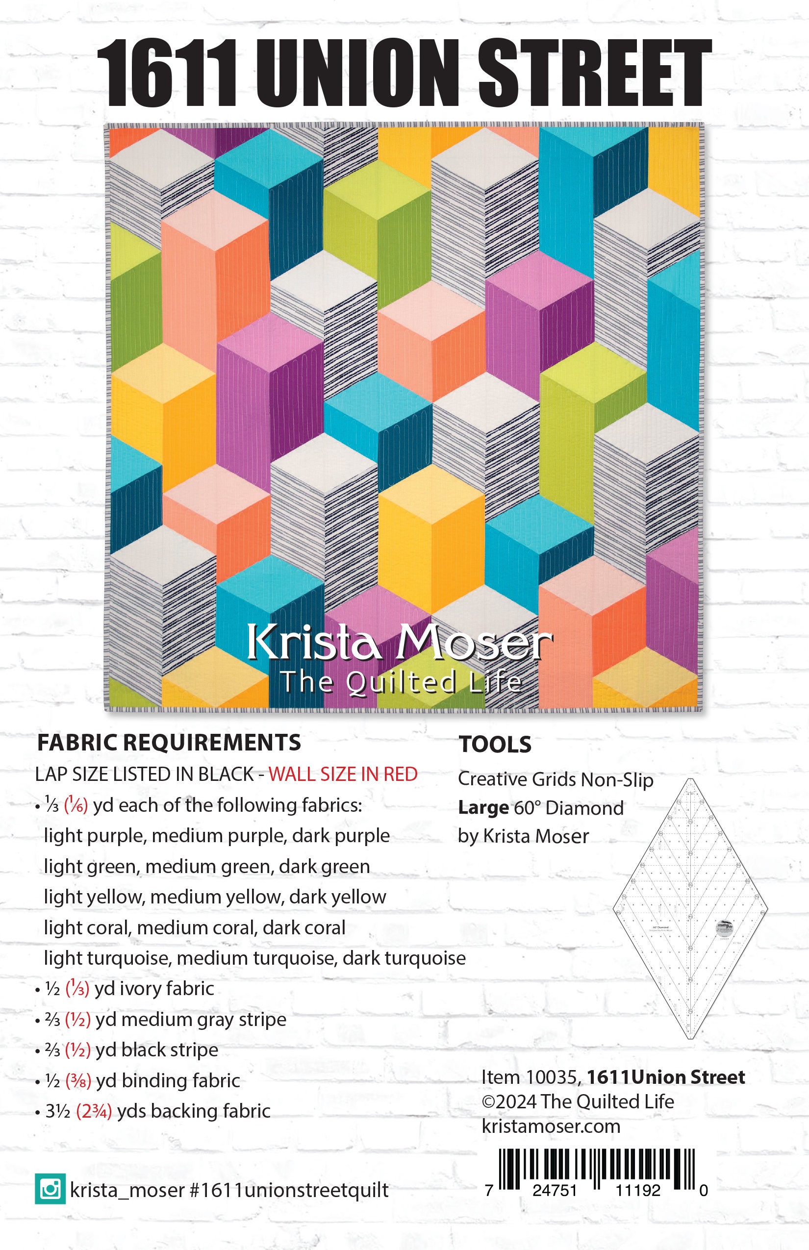 1611 Union Street, Krista Moser Modern Quilt Pattern, 3D Pattern, Large ...