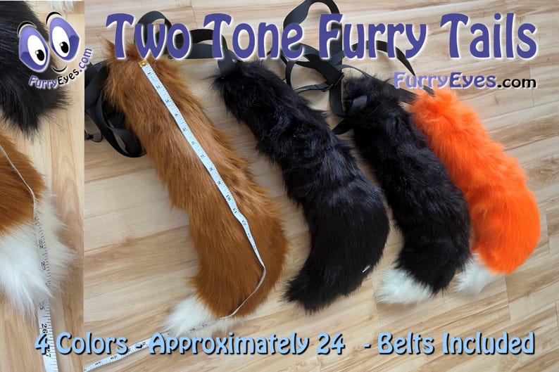 Furry Tails With White Tips - Belt Included - 11 Colors - Cosplay ...