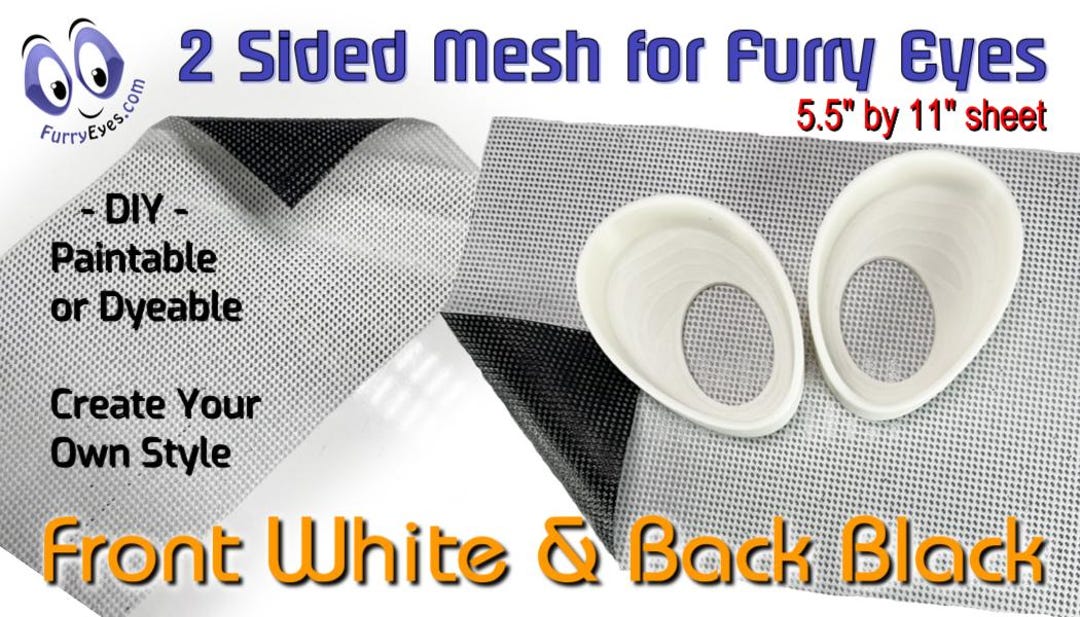 Mesh With Black Back/white Front for Furry Eyes - 5.5 Inch by 11 Inch ...