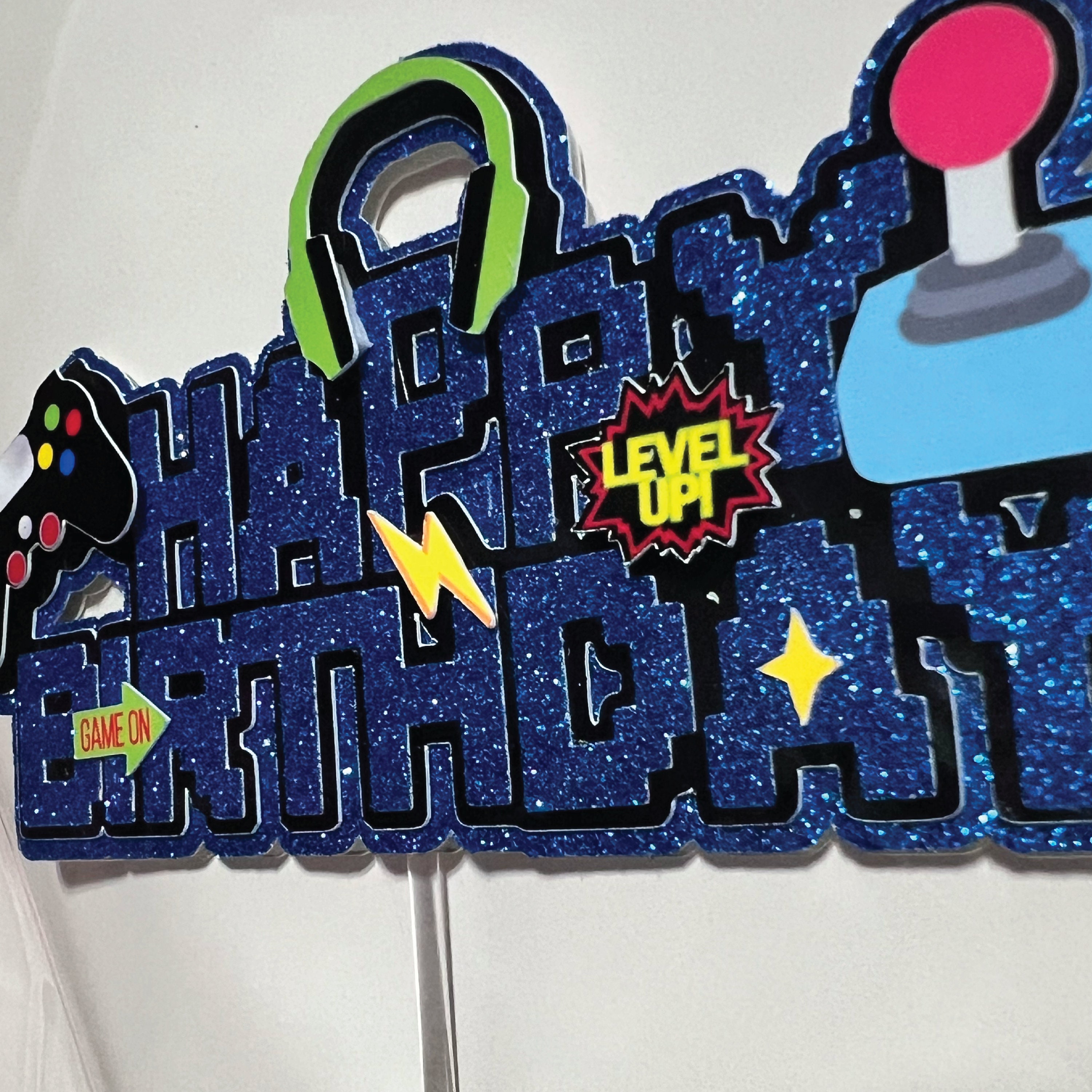Gamer Hbday Cake Topper SVG | Video Game Birthday Cake Decoration ...