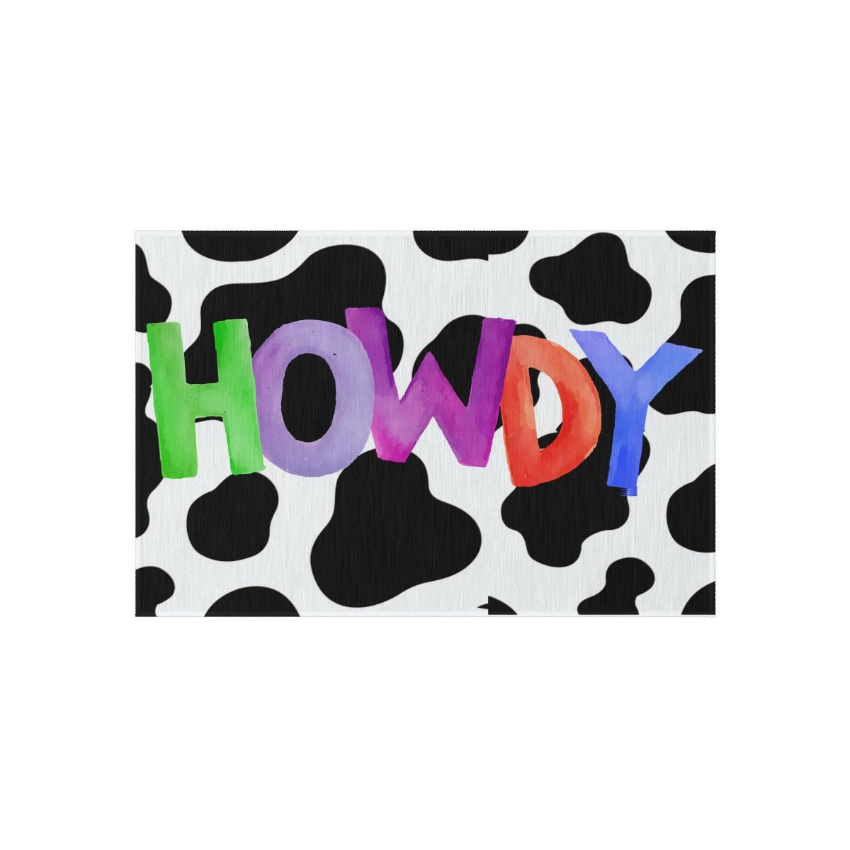 Howdy Cow Print Rainbow Welcome Outdoor Rug - Etsy