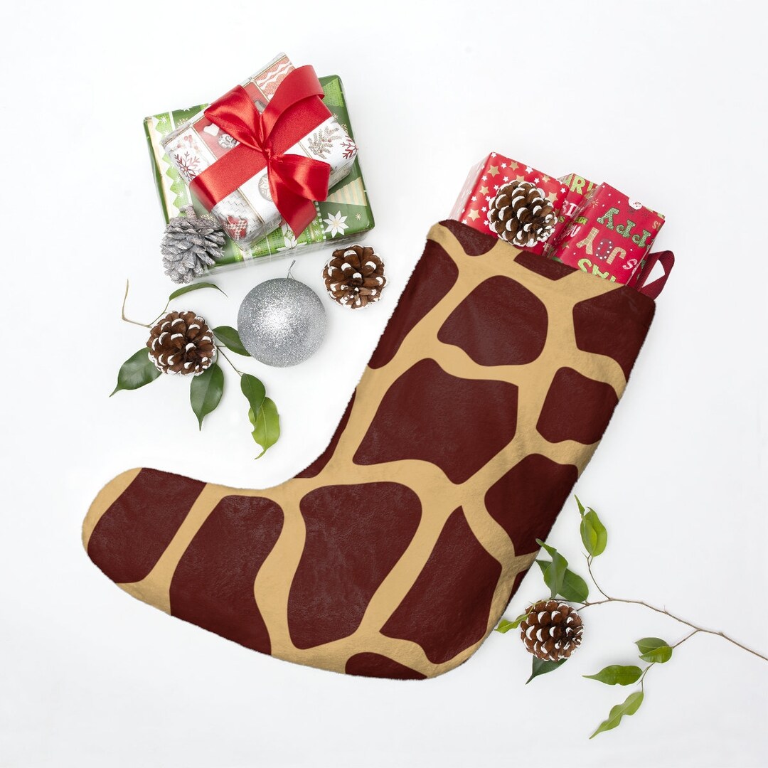 Giraffe Print Christmas Jungle Zoo Theme Christmas Stockings - Etsy