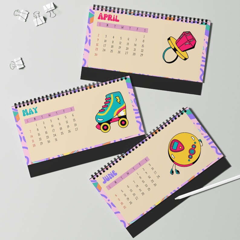 2023 Retro Vintage 90s Desk Calendar - Etsy