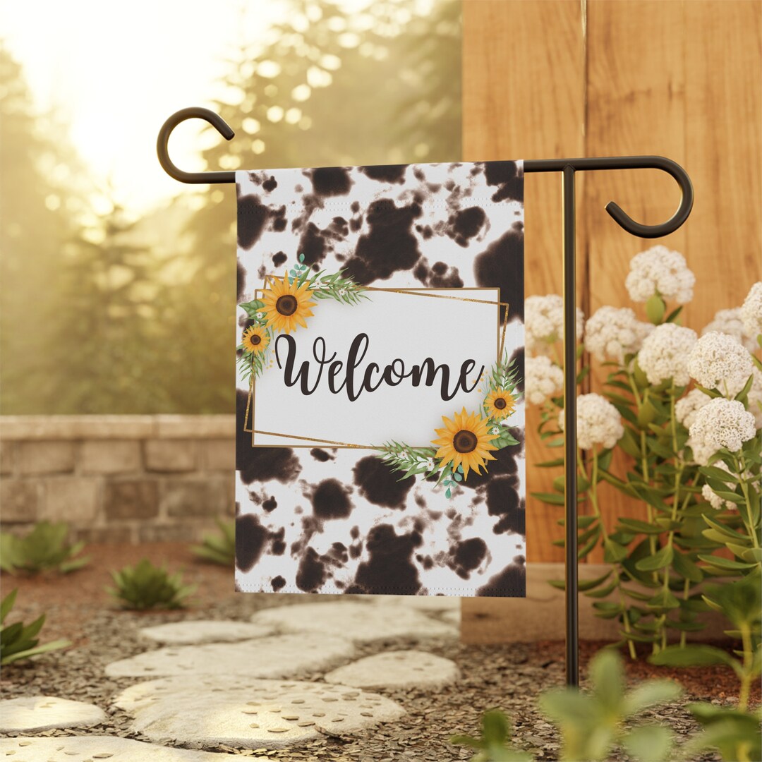 Cow Print Welcome Garden Yard Flag - Etsy