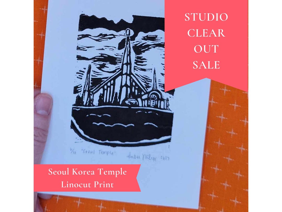 Seoul Korea Temple, Original Art, Limited Edition, Linocut Print ...