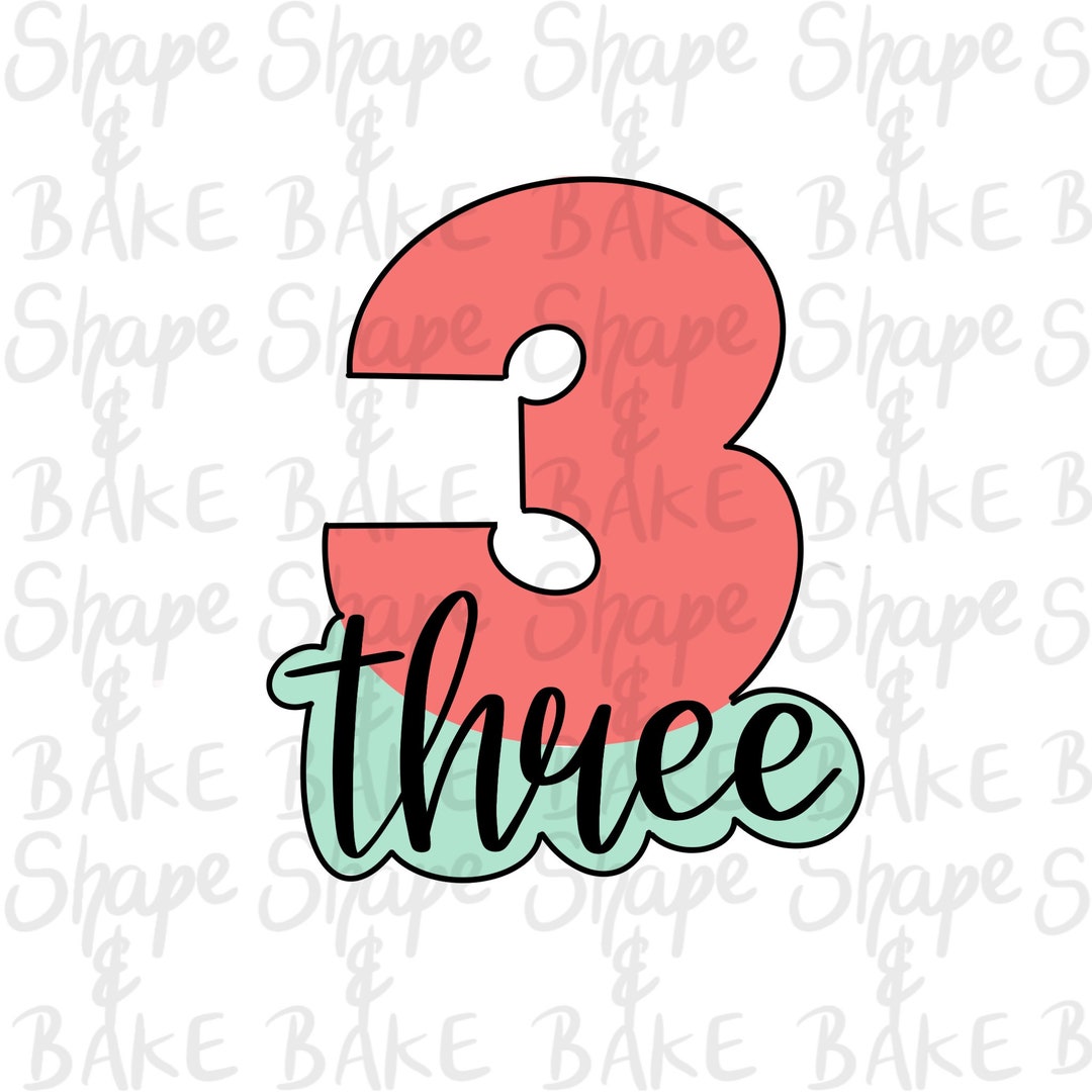 Number Three With Wording Cookie Cutter (outline Only) - Etsy