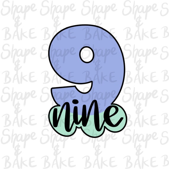 Number Nine With Wording Cookie Cutter outline Only | Etsy