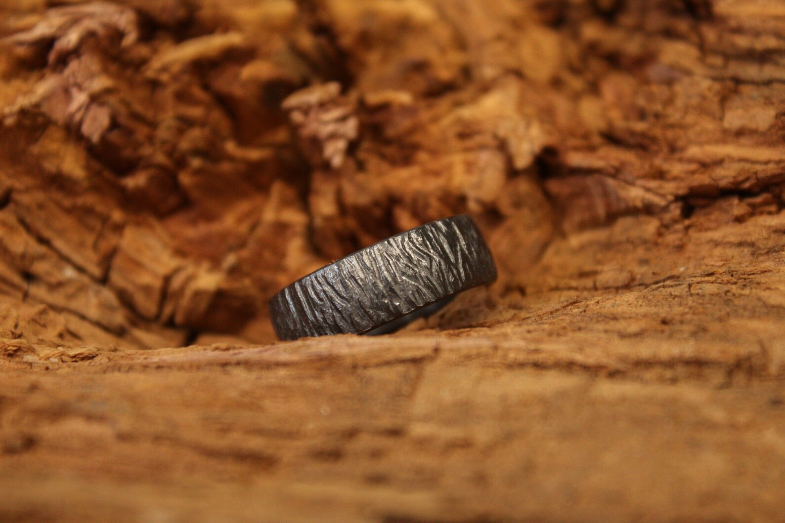 Tree Bark Ring Black Zirconium Men's Wedding Band | Etsy