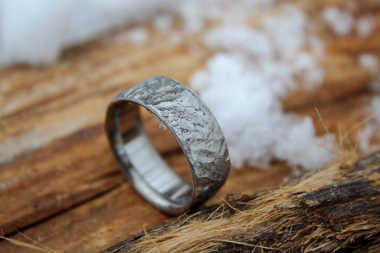 Hammered Titanium Ring, Mens Wedding Band, Distressed Rustic Finish - Etsy