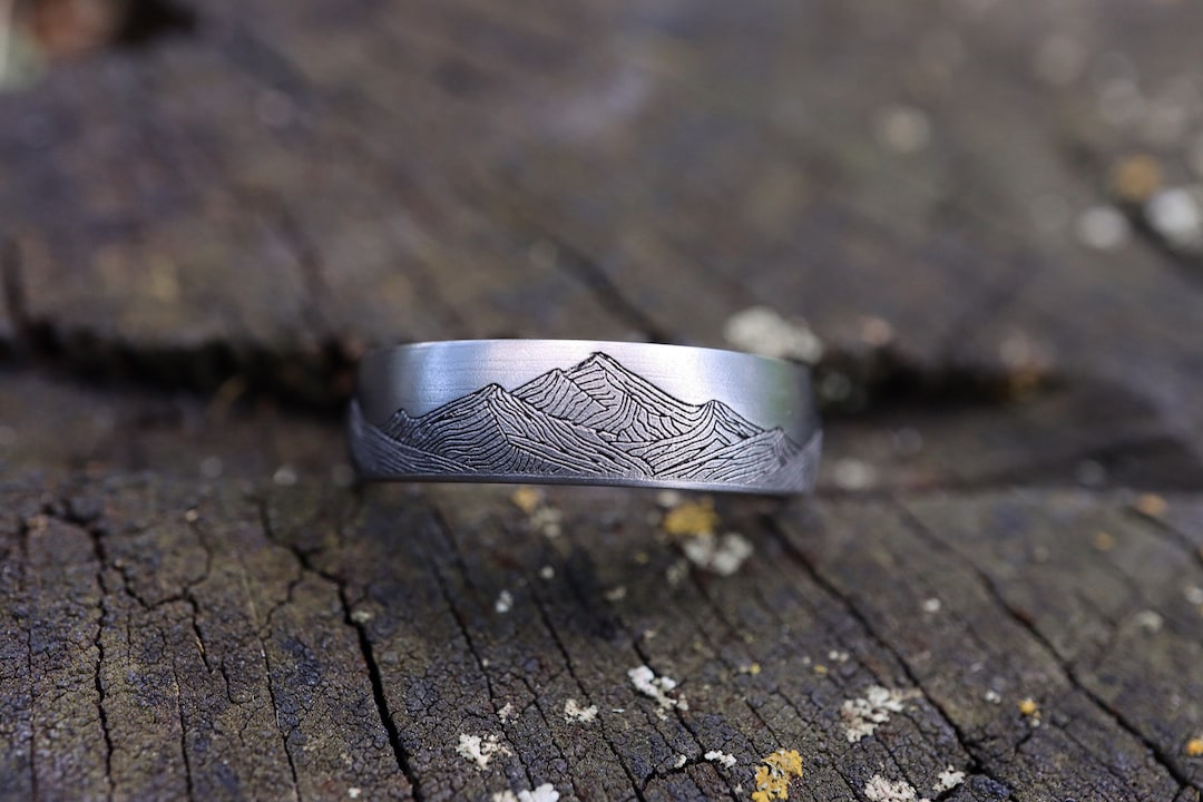 The Explorer - 6mm Titanium Mountain Ring, Domed Band, Satin Finish ...