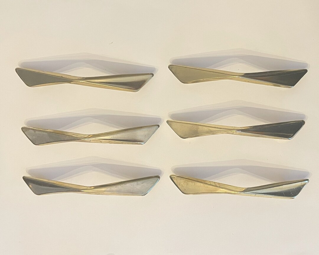 6 Gold Brass Mid Century Modern DRAWER PULLS Dresser Hardware - Etsy
