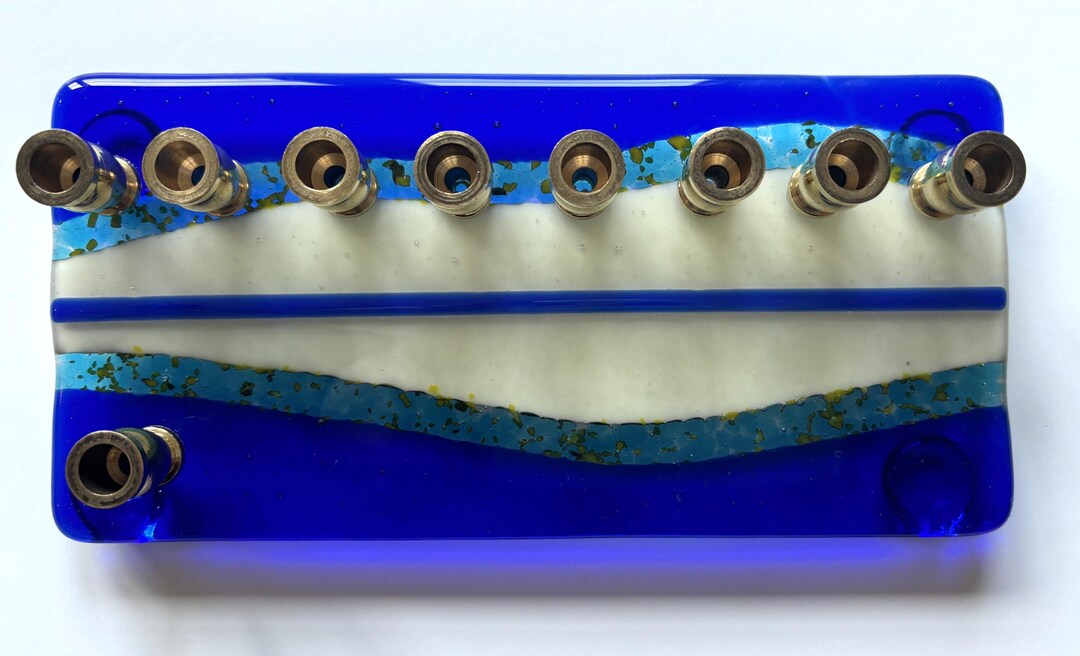 Fused Glass Menorah, Modern Menorah, Chanukah Gift - Etsy