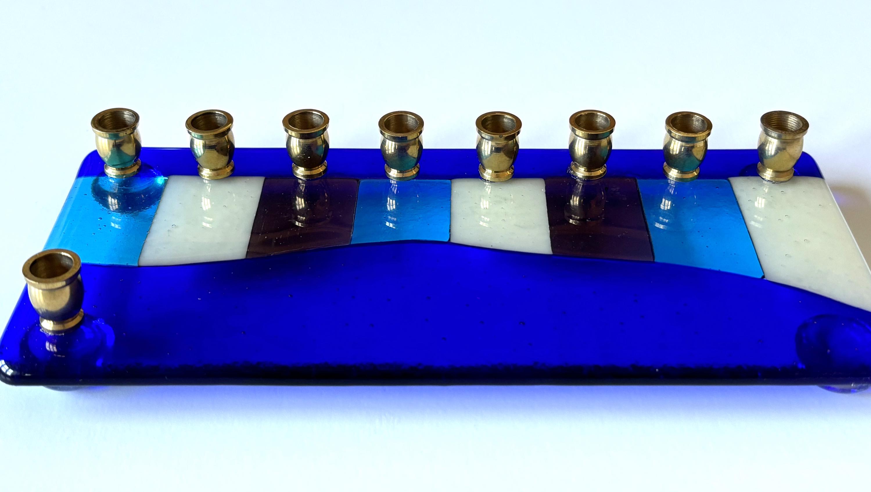 Fused Glass Menorah, Modern Menorah, Chanukah Gift - Etsy