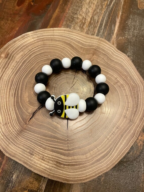 Black and White Honey Bee Teething Toy - Etsy