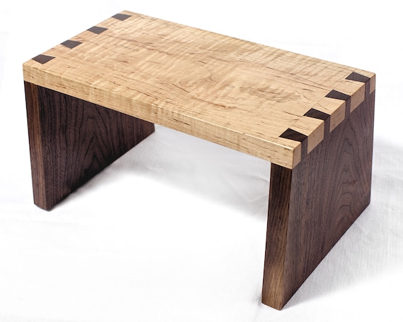 Wood Step Stool Handmade Dovetailed Hardwood Modern Step Stool Etsy