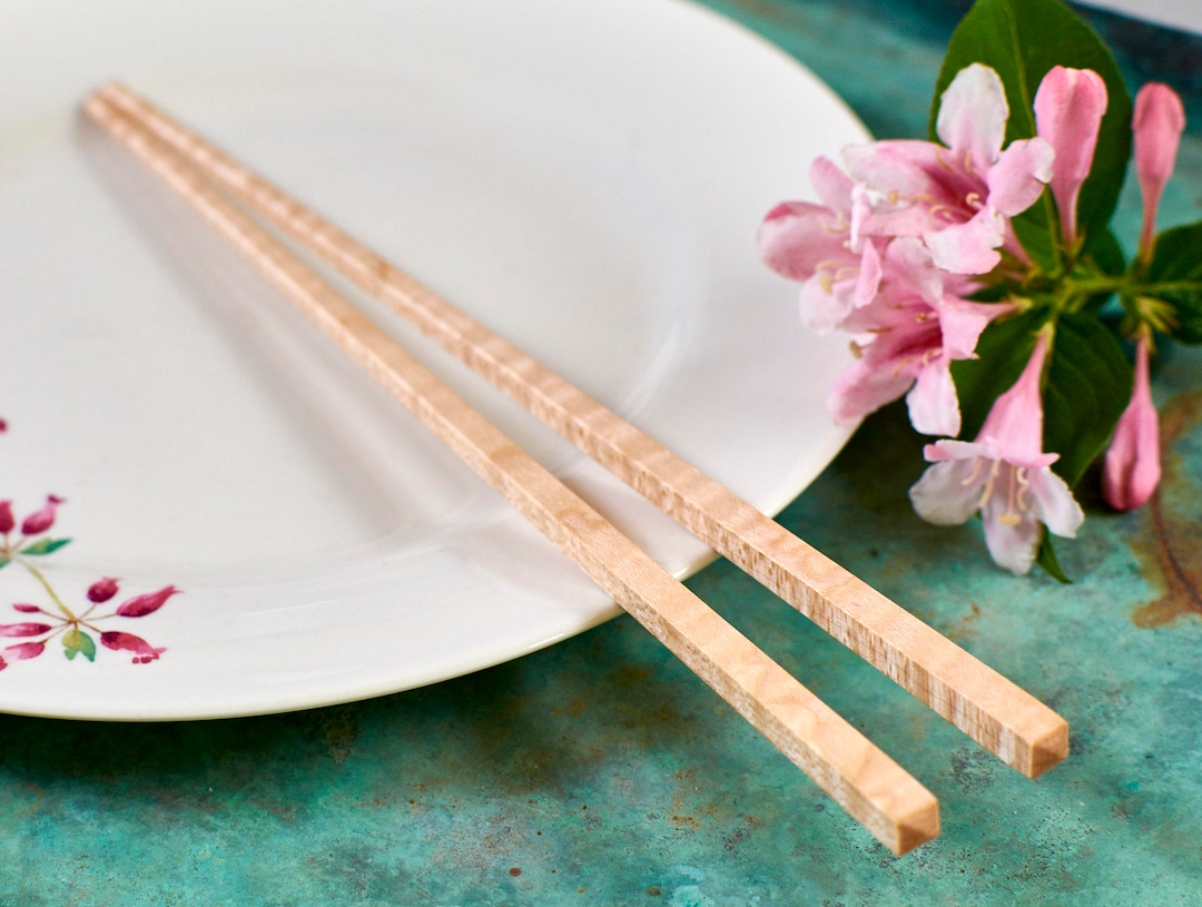 Curly Maple or Walnut Chopsticks | Handmade With Optional Cherry Box - Etsy