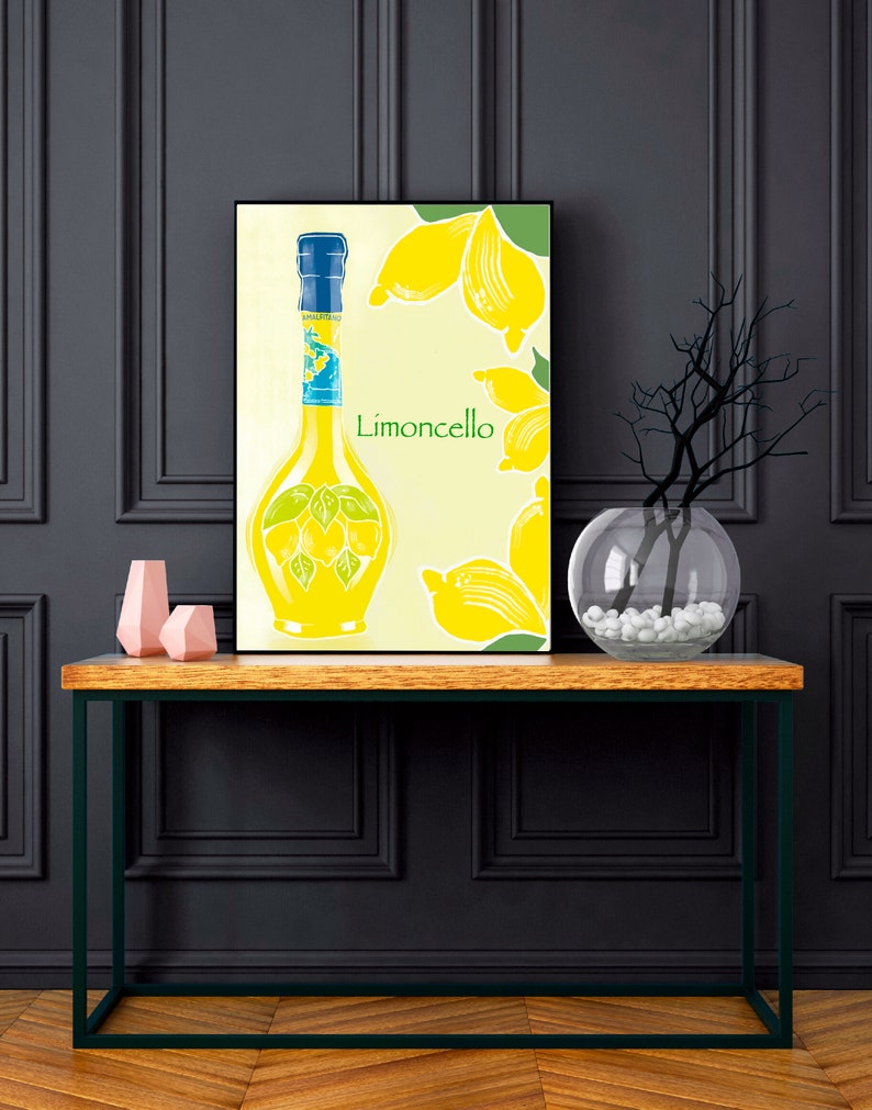 Limoncello Bottle Design, Lemon Aesthetic Citrus Fruit Art Print ...