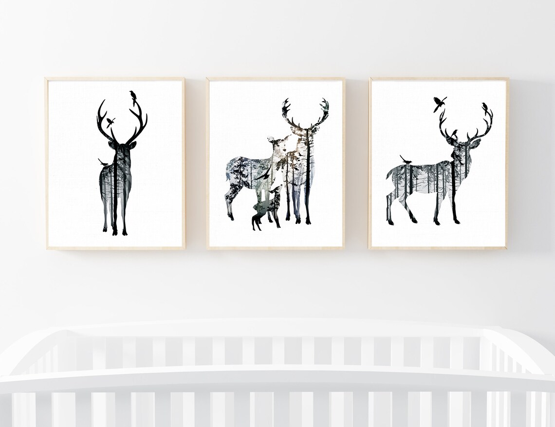 Stag Art Stag Poster Stag Wall Art Stag Print Woodland - Etsy