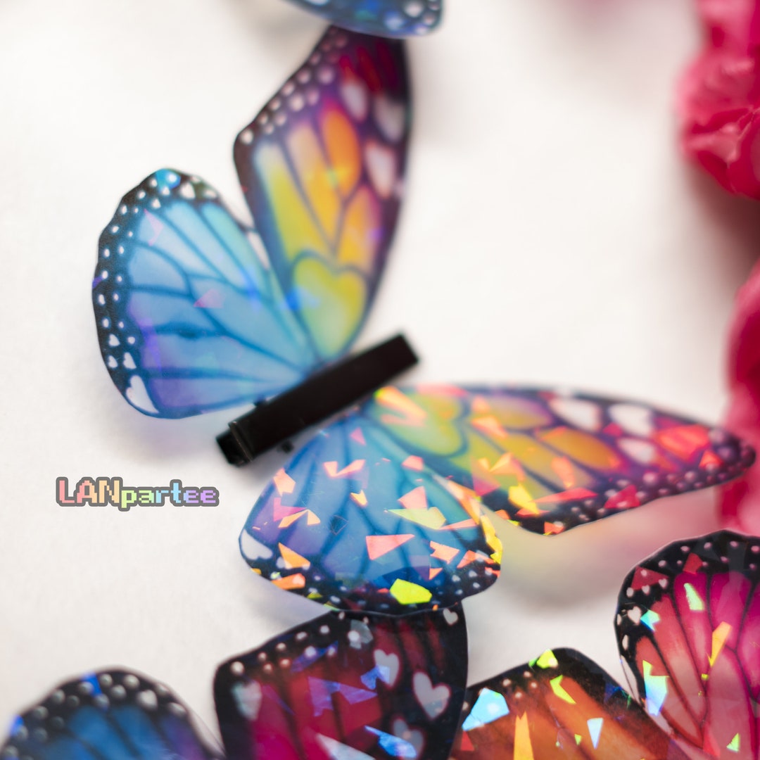 Holographic Pride Butterfly Clips (pair) - Etsy