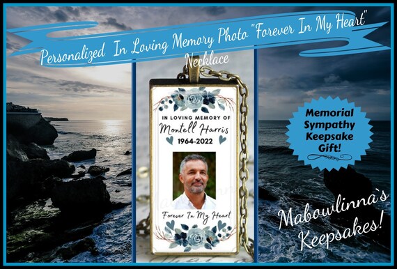 Personalized in Loving Memory Blue Floral Photo forever - Etsy
