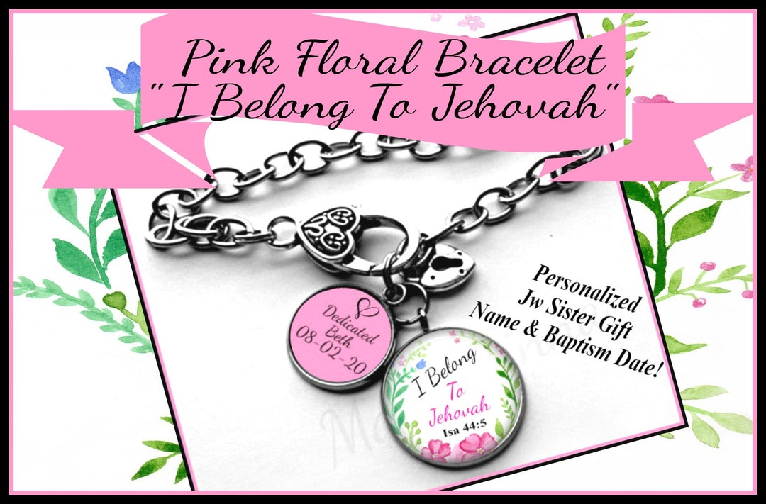 JW Baptism Gift i Belong to Jehovah pink Floral Design Heart Lock Charm ...