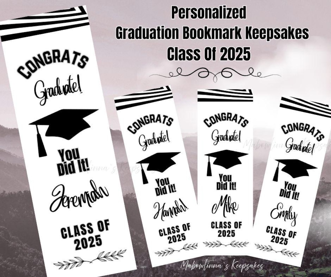 Personalized Graduation Bookmarks – Class of 2025 Keepsake | Elegant ...