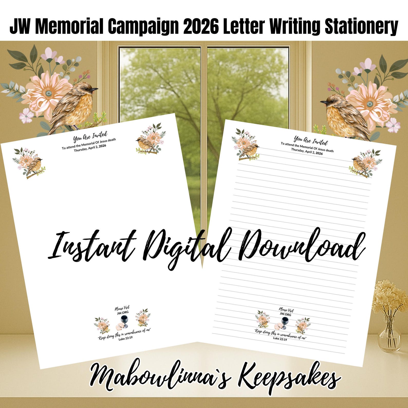 JW Memorial Campaign 2026 Letter Writing Template | Memorial of Jesus ...