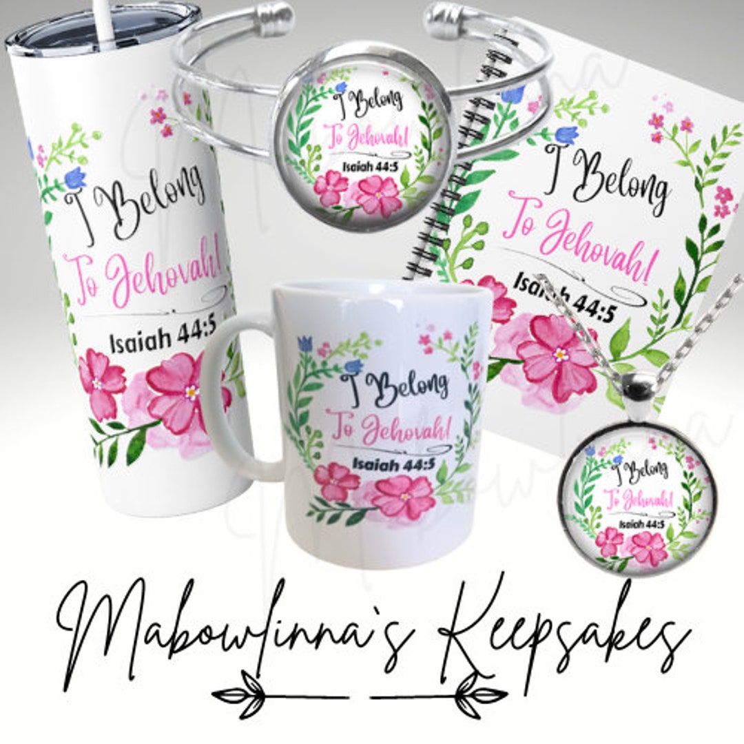 JW Baptism Gifts "i Belong to Jehovah" Pink Floral Design Gift Bundle ...