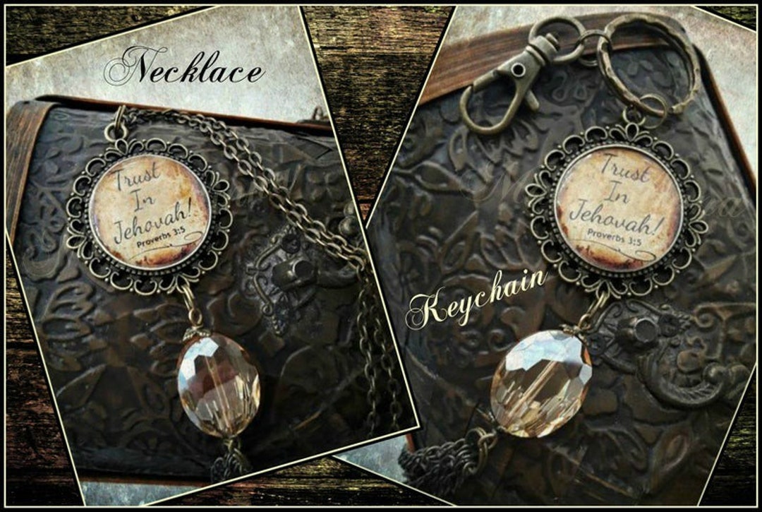 Jw Baptism Gifts Keychain, Necklace trust in Jehovah Scripture Quotes ...
