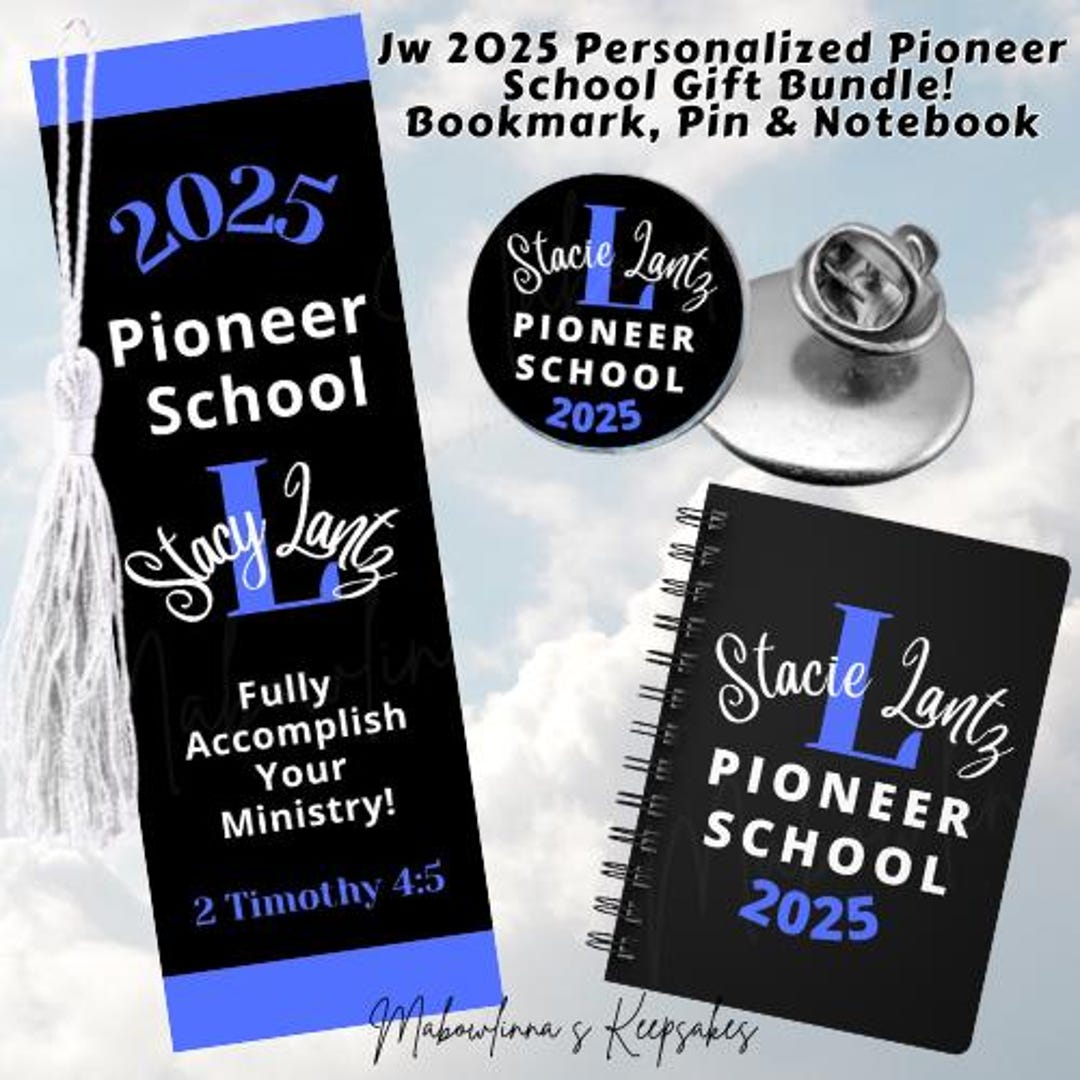 JW 2025 Pioneer School Personalized Gift Bundle Blue, Black –bookmark ...